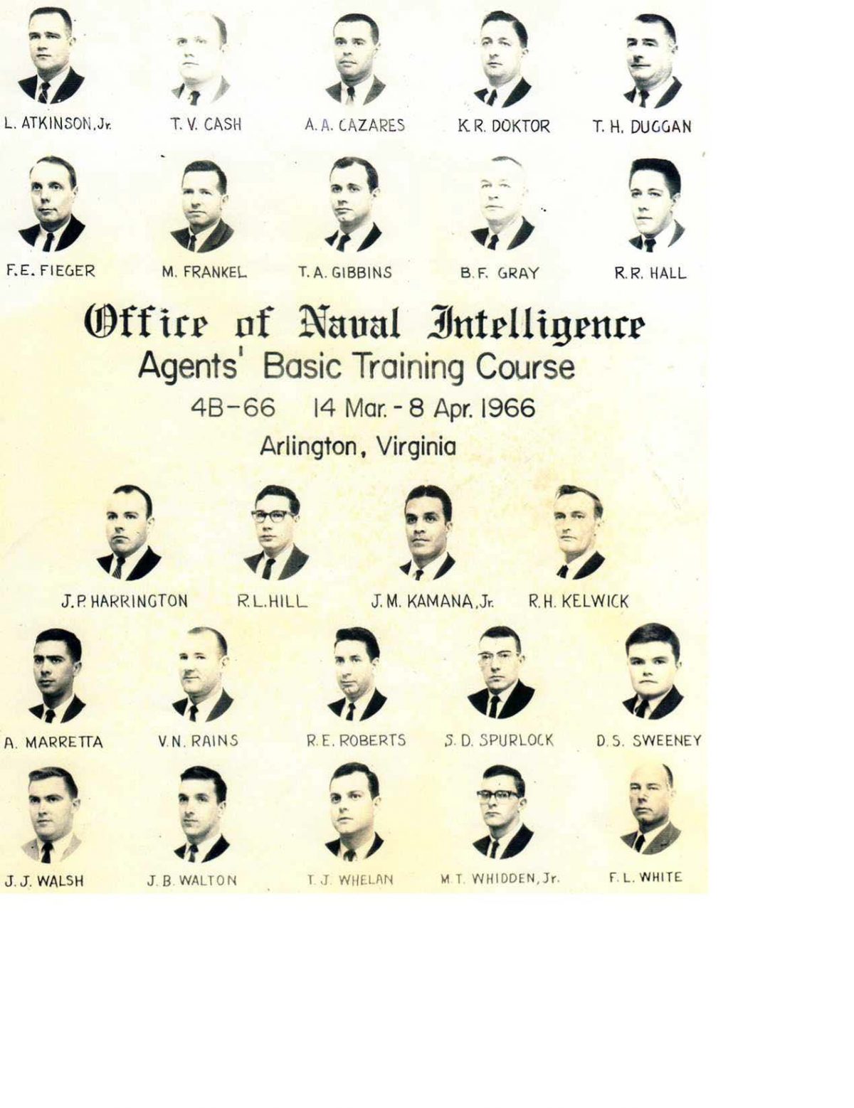 Basic Agent Class Photos | NCISA History Project