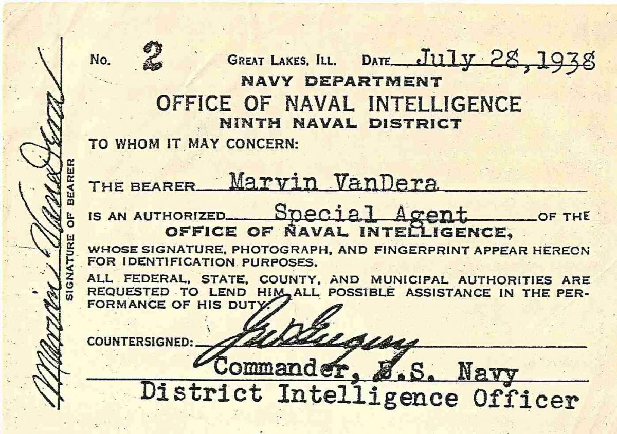 ONI Special Agent Credential 1938 | NCISA History Project